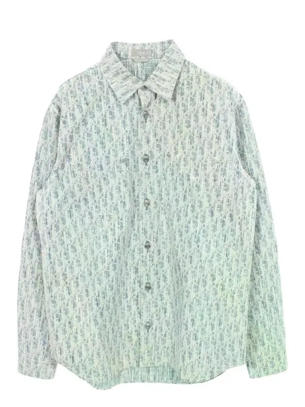 Dior 2010s Oblique Pattern Denim Shirt - Blue