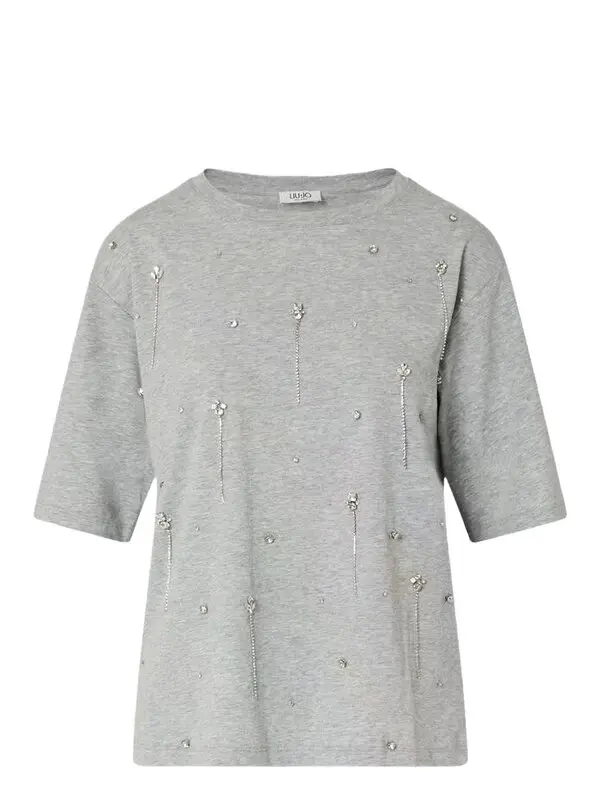 Liu Jo Crystal Embellishment T-shirt - Grey