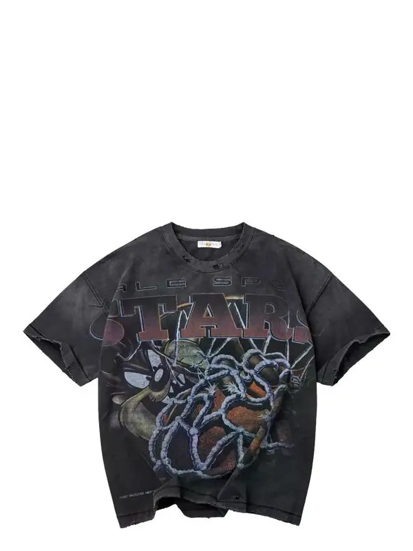 VALE FOREVER Graphic-print Distressed T-shirt - Black
