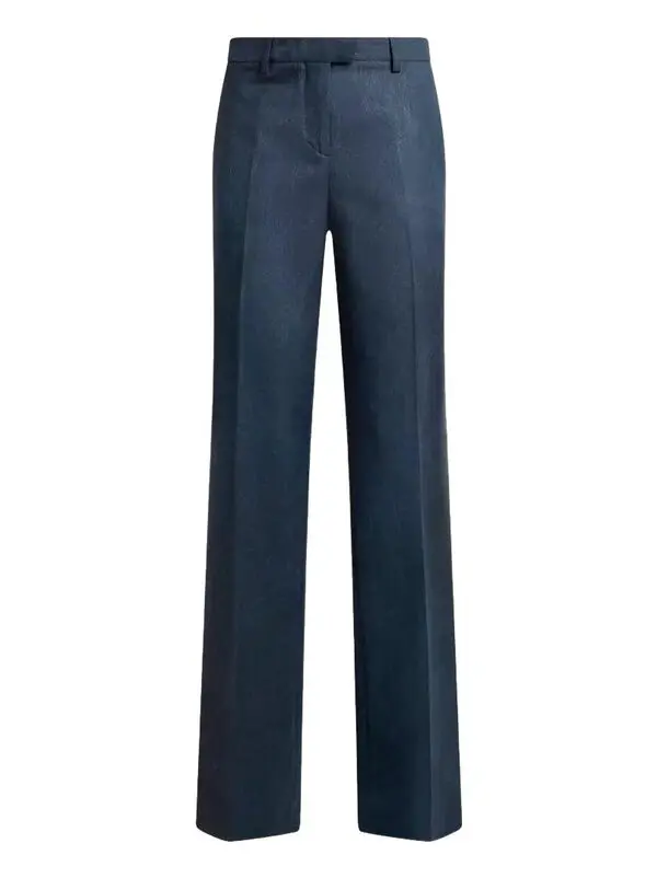 Etro Wool Jacquard Paisley Trousers - Blue