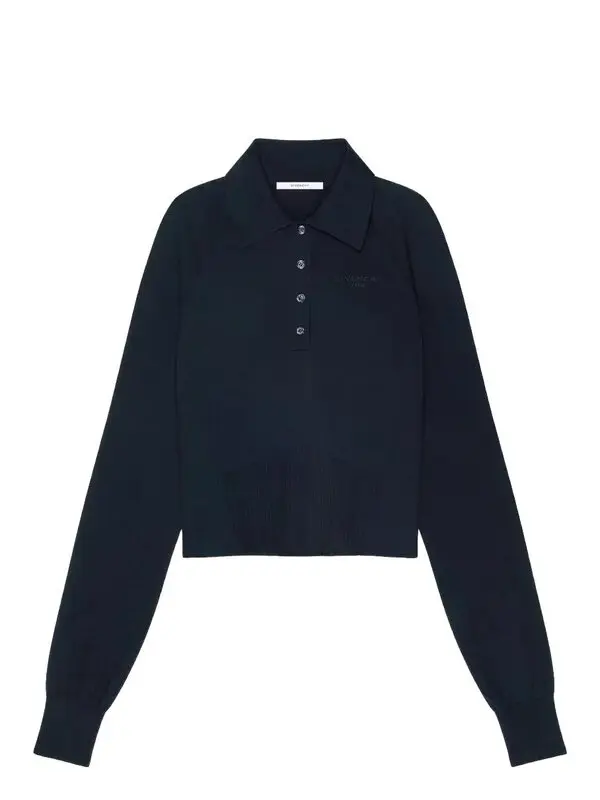 Givenchy Logo Embroidered Polo Top - Blue