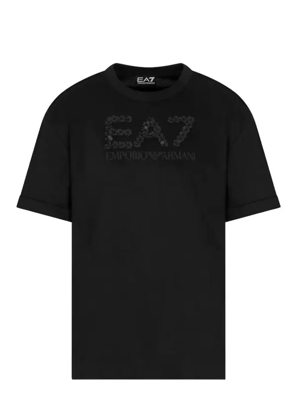 EA7 Sequin Embellished Logo T-shirt - Black