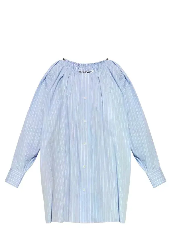 Alexander Wang Striped Off-shoulder Dress - Blue