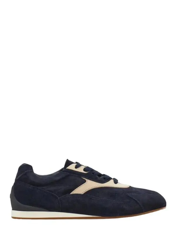 FERRAGAMO Suede Low Top Sneakers With Gathered Detail - Blue