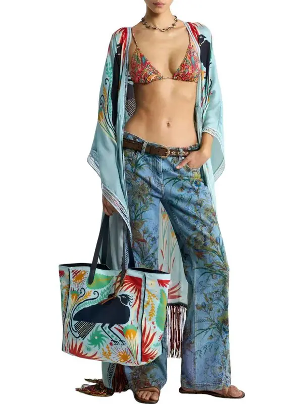 Etro Floral Motif Flared Jeans - Blue