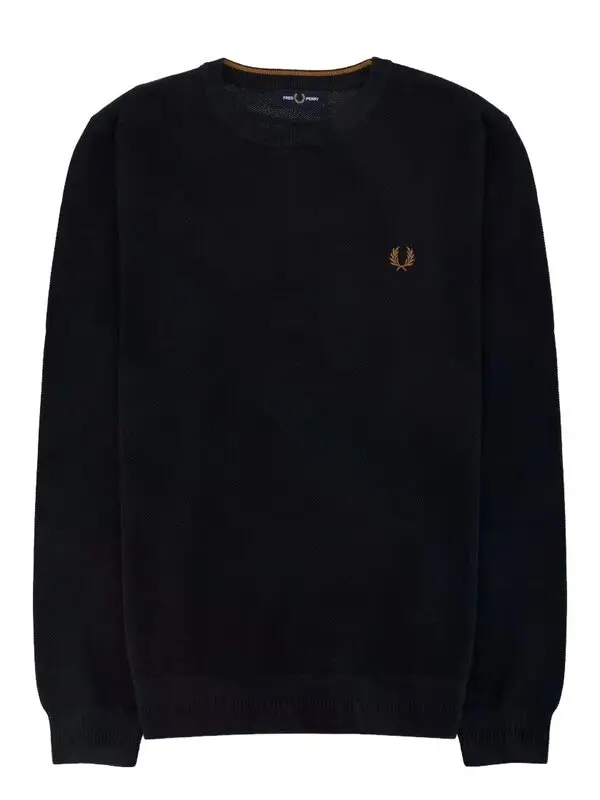 Fred Perry Embroidered Waffle Knit Sweatshirt - Blue