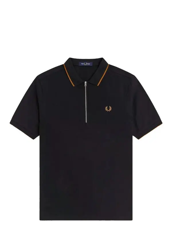 Fred Perry Zip-fastening Tipped Polo Shirt - Black
