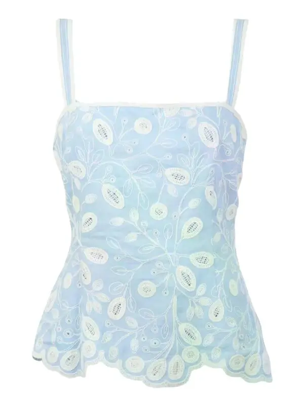 Simkhai Mckenna Embroidered Tank Top - Blue