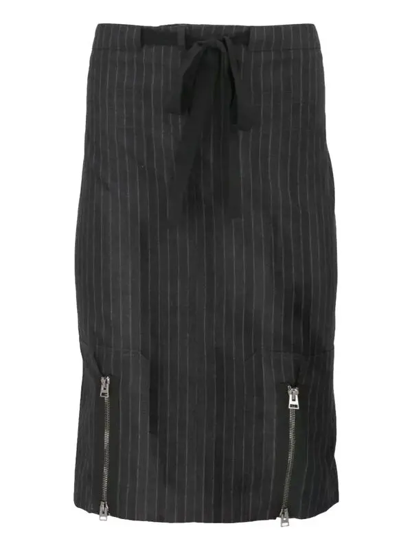 TOM FORD Pinstripe Zip Detail Midi Skirt - Grey
