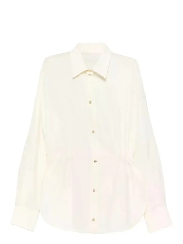 Moncler Long-sleeve Zip-up Shirt With Logo Patch - Neutrals