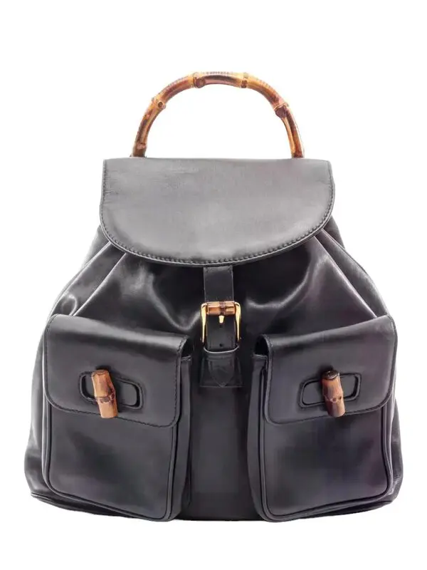 Gucci 1998 Bamboo Leather Backpack - Black