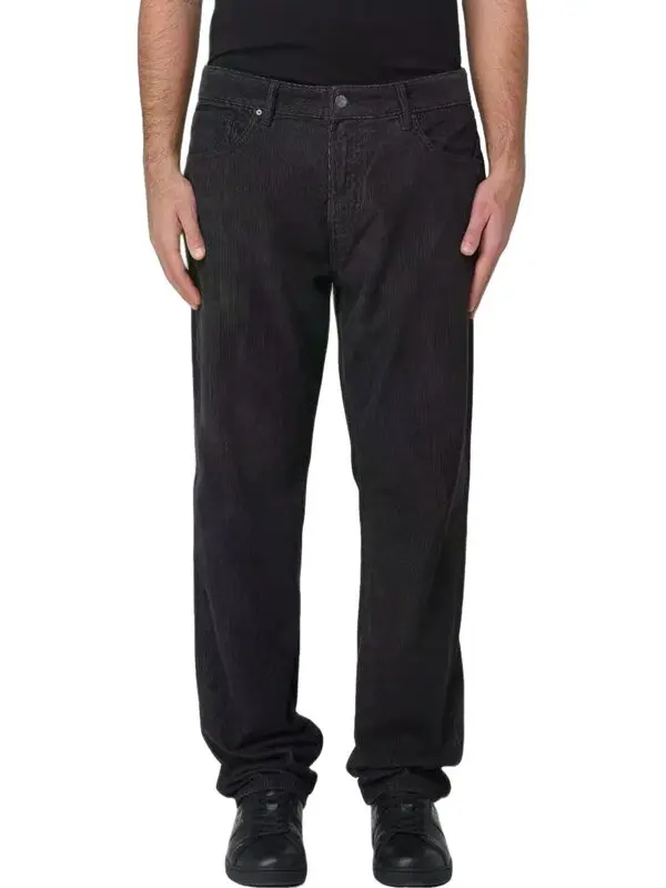 Armani Exchange Corduroy Trousers With Belt Loops - Blue