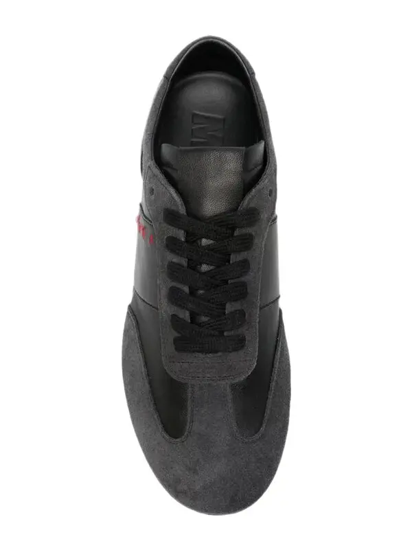 Marni Panelled Logo Embroidered Sneakers - Black