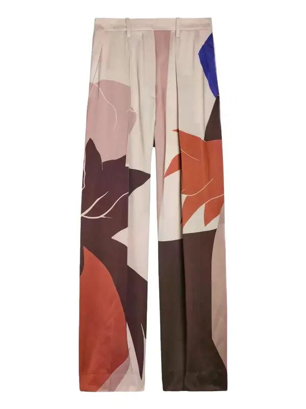 Victoria Beckham Cecilia Abstract-print Tailored Trousers - Neutrals