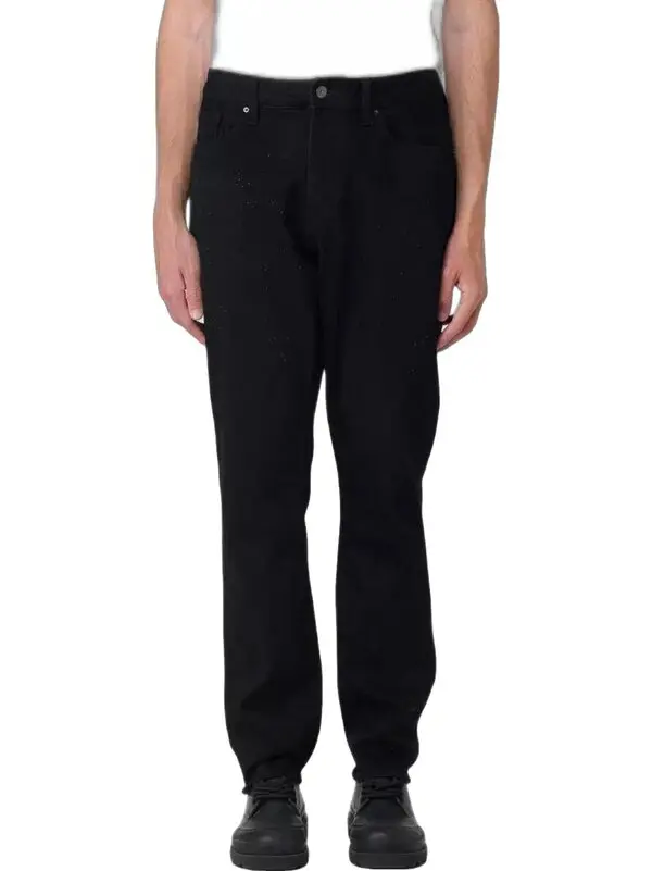 Armani Exchange Slim-fit Jeans With Rhinestone Embellishments - Black