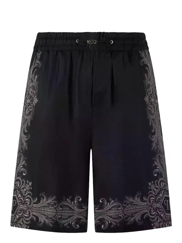 Philipp Plein Baroque Print Drawstring Shorts - Black