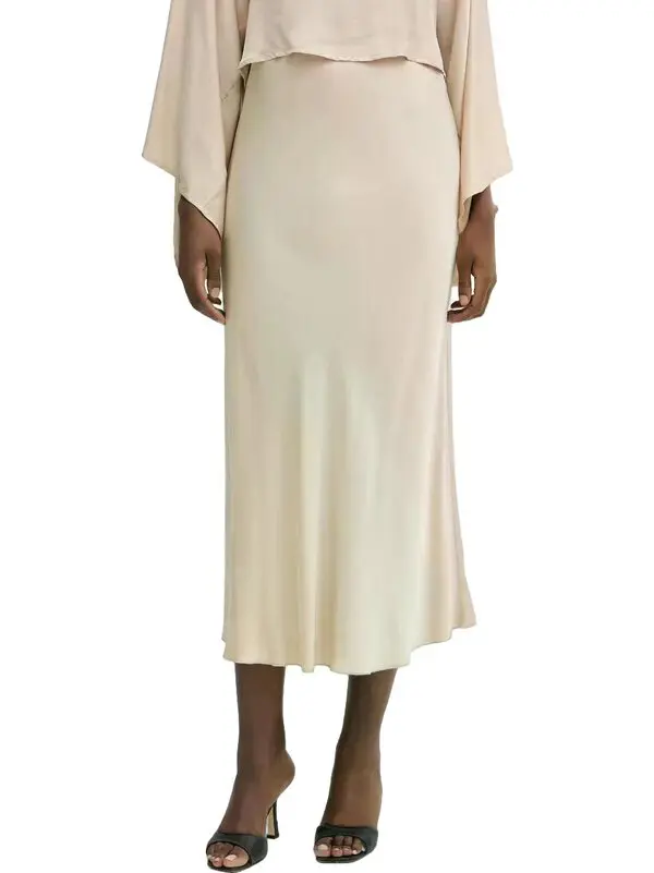 HAVEONE Satin Flared Midi Skirt - Neutrals