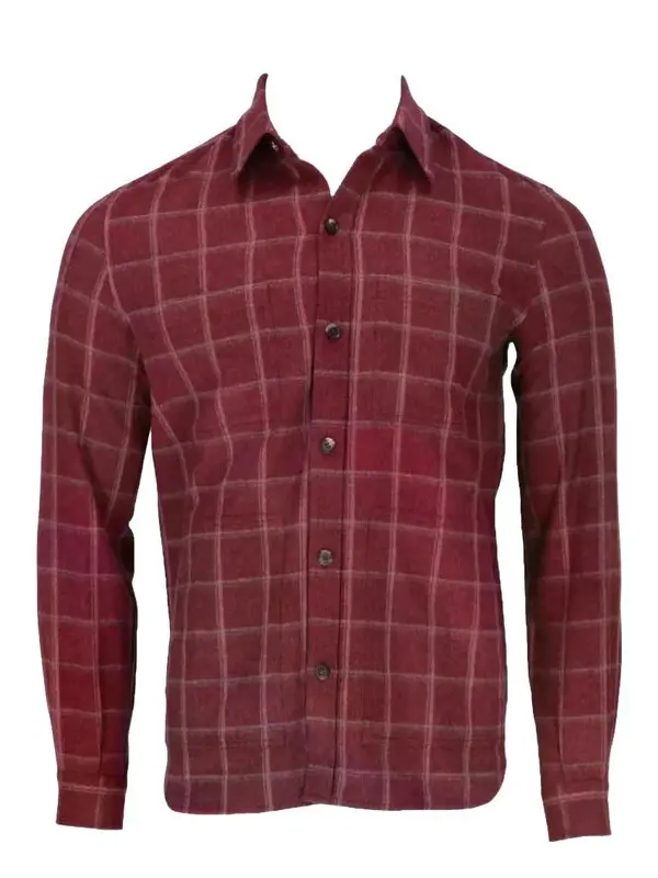 Isaia Check-pattern Button-up Shirt - Red