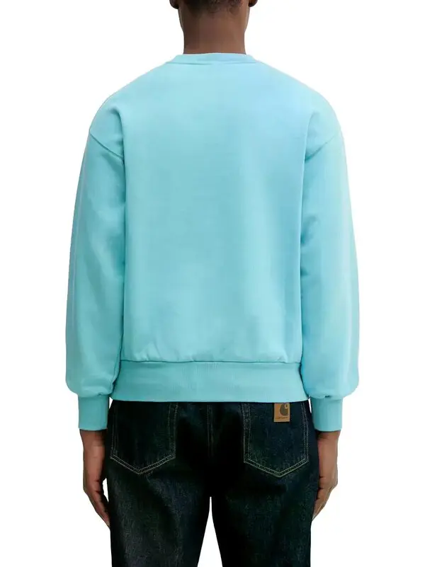 NO PROBLEMO Logo Print Long Sleeve Sweater - Blue