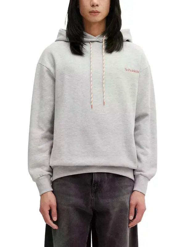 NO PROBLEMO Logo-print Drawstring Hoodie - Grey