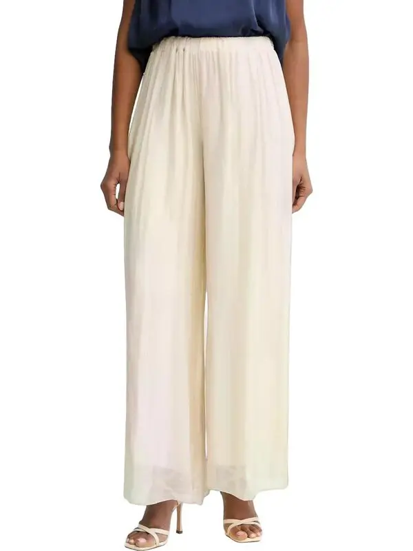 HAVEONE Cream White Pleated Palazzo Pants - Neutrals