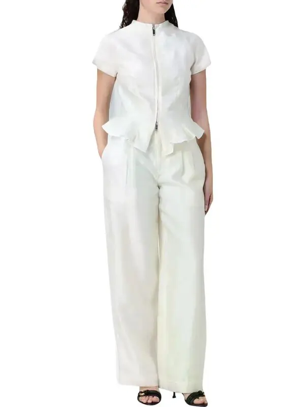 Staud Pierre Wide-leg Trousers In Light Beige Satin - Neutrals