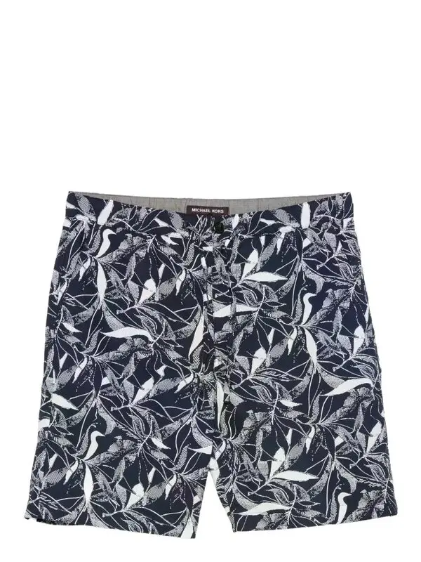 Michael Kors Leaf Print Drawstring Shorts - Blue