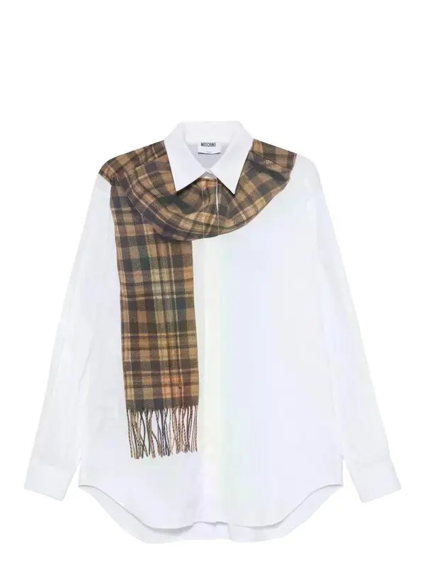 Moschino Check-pattern Scarf Print Shirt - White