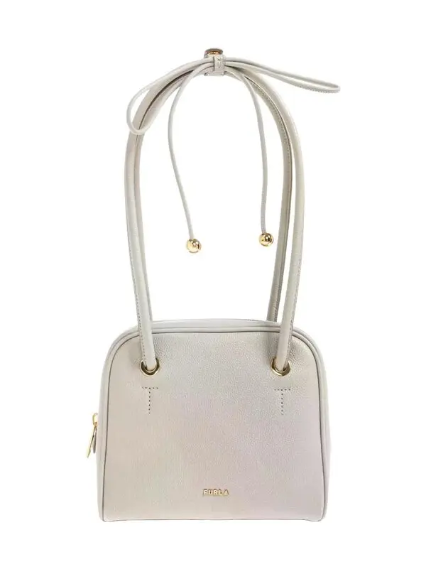 Furla Poppy Grained Leather Shoulder Bag - Grey