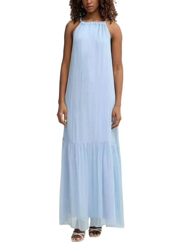 HAVEONE Tiered Halterneck Maxi Dress - Blue