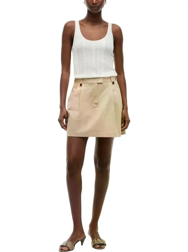 Tommy Hilfiger Pleated Embroidered Mini Skirt - Neutrals