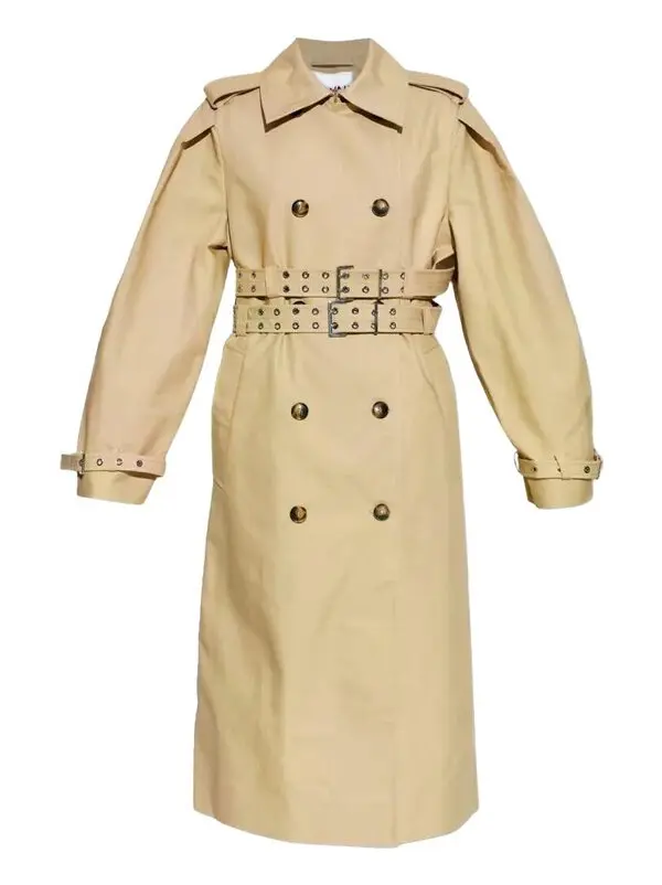 GANNI Double-breasted Belted Trench Coat - Neutrals