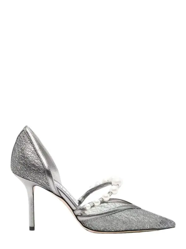 JIMMY CHOO Aurelie Pearl-embellished Stiletto Pumps - Grey