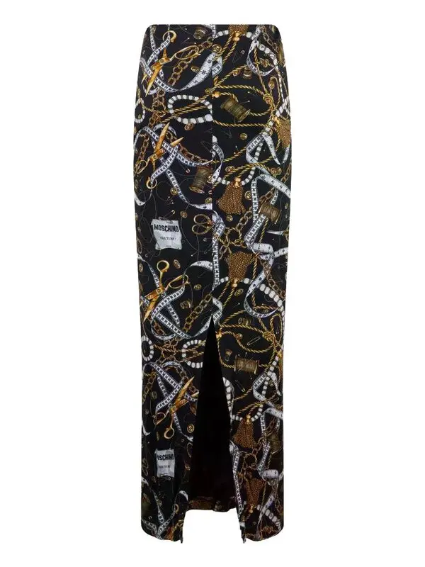 Moschino Graphic Print Maxi Skirt - Black