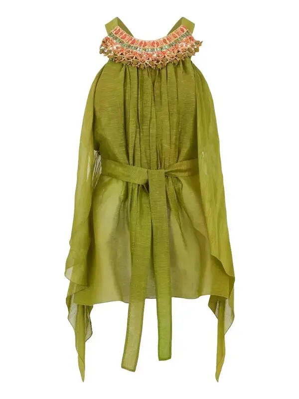 Alberta Ferretti Beaded Halterneck Blouse - Green