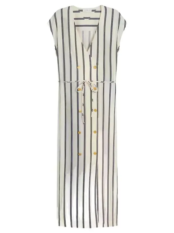 Tommy Hilfiger Striped Double-breasted Midi Dress - Neutrals