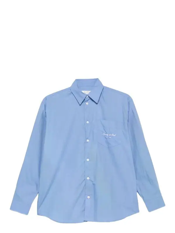 SPORTY & RICH Logo Embroidered Chest Pocket Shirt - Blue