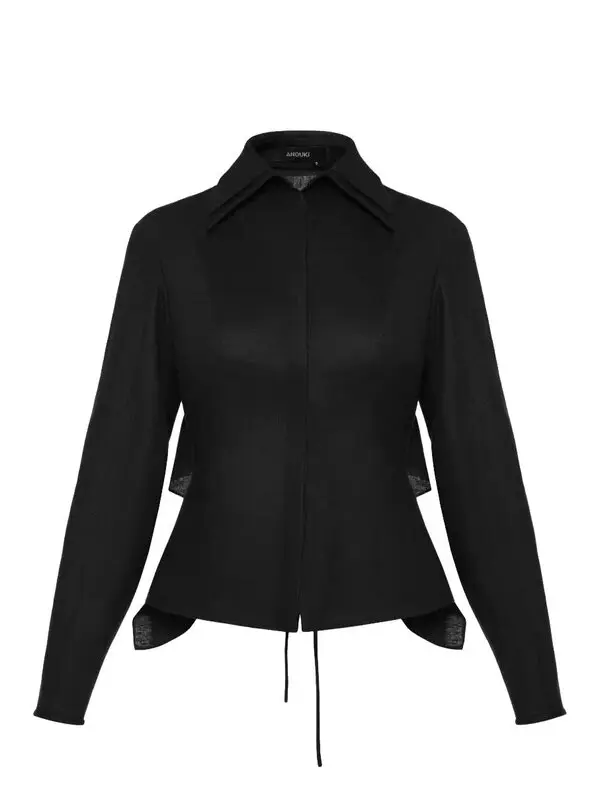 ANOUKI Ruffled Open-back Shirt - Black
