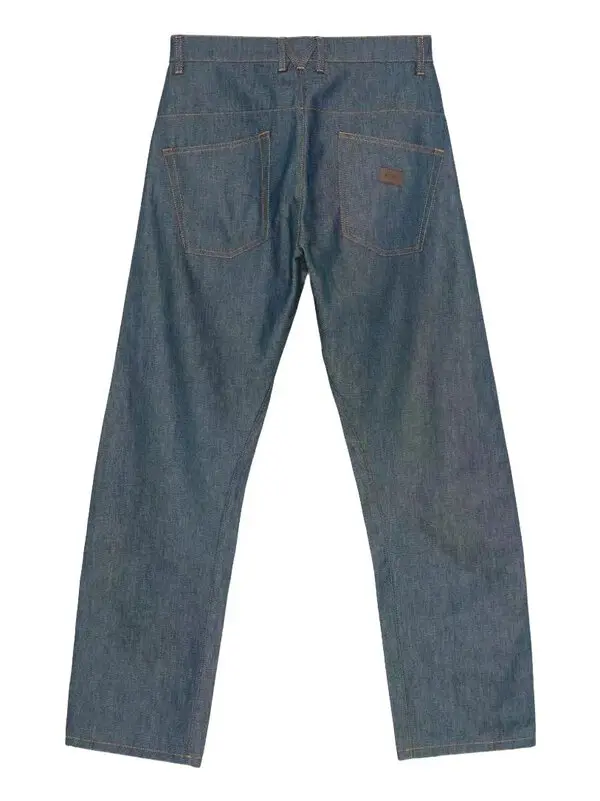 Moschino Contrast Stitching Logo Patch Jeans - Blue
