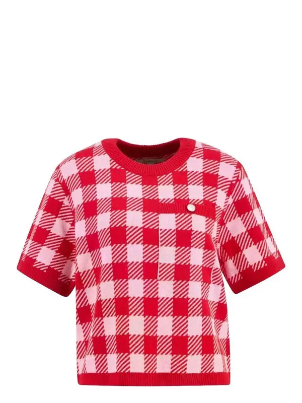 Barbour Esther Gingham Pattern Top - Red