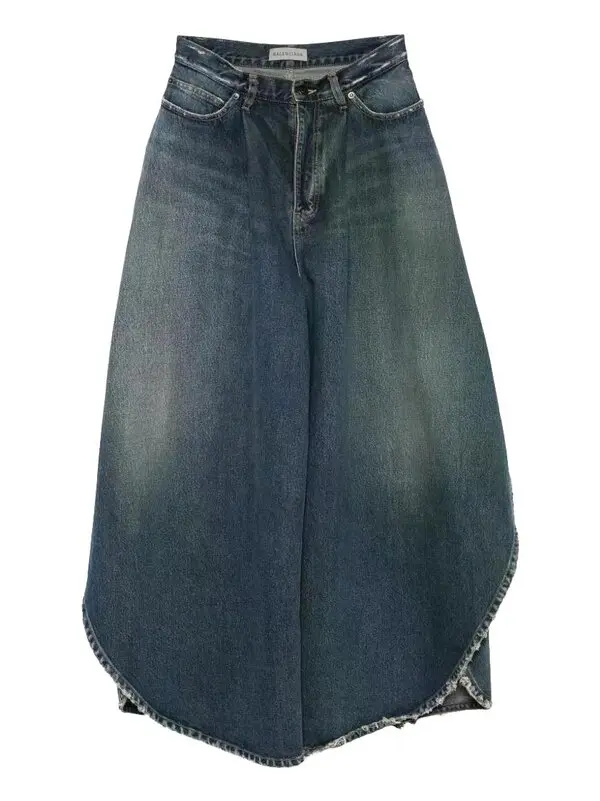 Balenciaga Distressed Wide-leg Jeans - Blue
