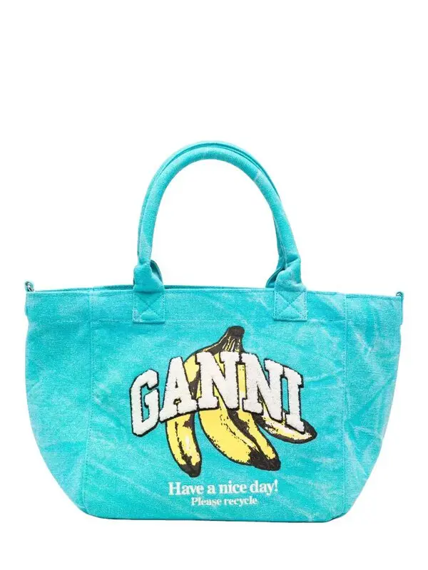 GANNI Banana Print Tote Bag - Blue