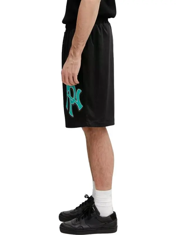 NO PROBLEMO Oversized Mesh Logo-patch Shorts - Black