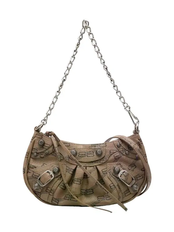 Balenciaga Le Cagole Mini Bb Monogram Coated Canvas Satchel - Brown