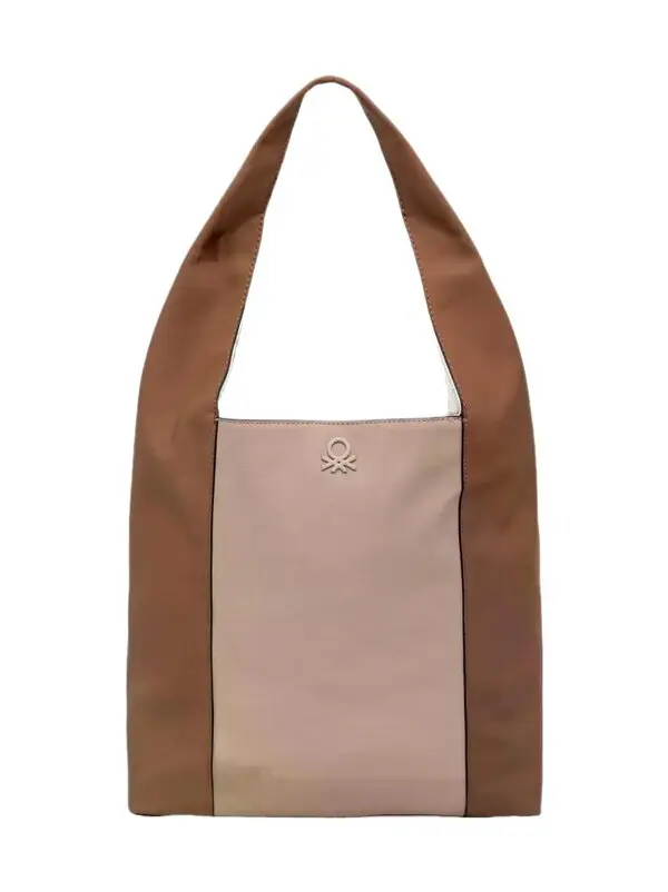 BENETTON Reversible Tote Bag With Logo Embroidery - Brown