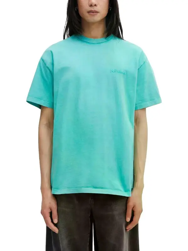 NO PROBLEMO Logo-embroidered Straight Fit T-shirt - Blue