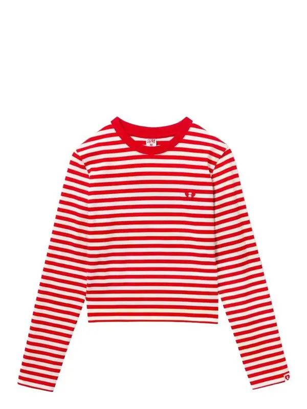 AAPE BY *A BATHING APE Apee™ A Bathing Ape® Horizontal Stripe Heart Patch T-shirt - Red