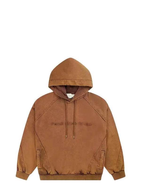 FENG CHEN WANG Washed Effect Logo Embroidered Hoodie - Brown