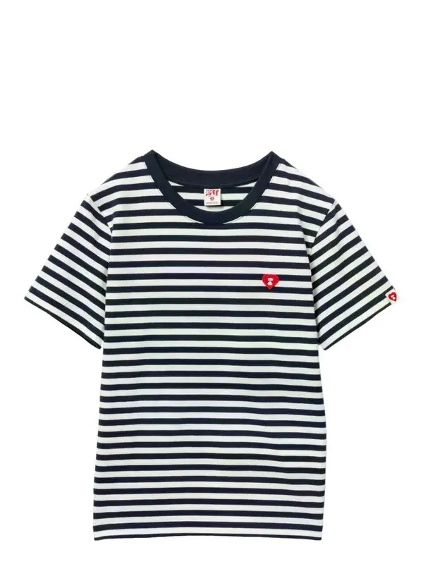 AAPE BY *A BATHING APE Striped Heart-patch T-shirt - Blue