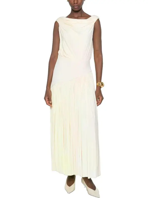 ABADIA Gwen Pleated Midi Dress - Neutrals